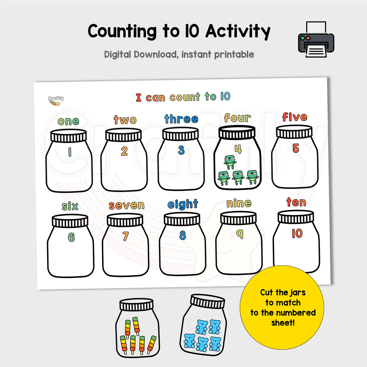 PRINTABLE Numbers to 10 Matching Activity – Craftly Ltd