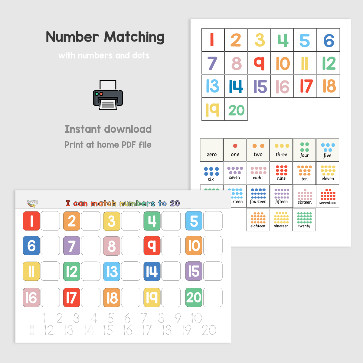 PRINTABLE Numbers to 20 Matching Activity – Craftly Ltd