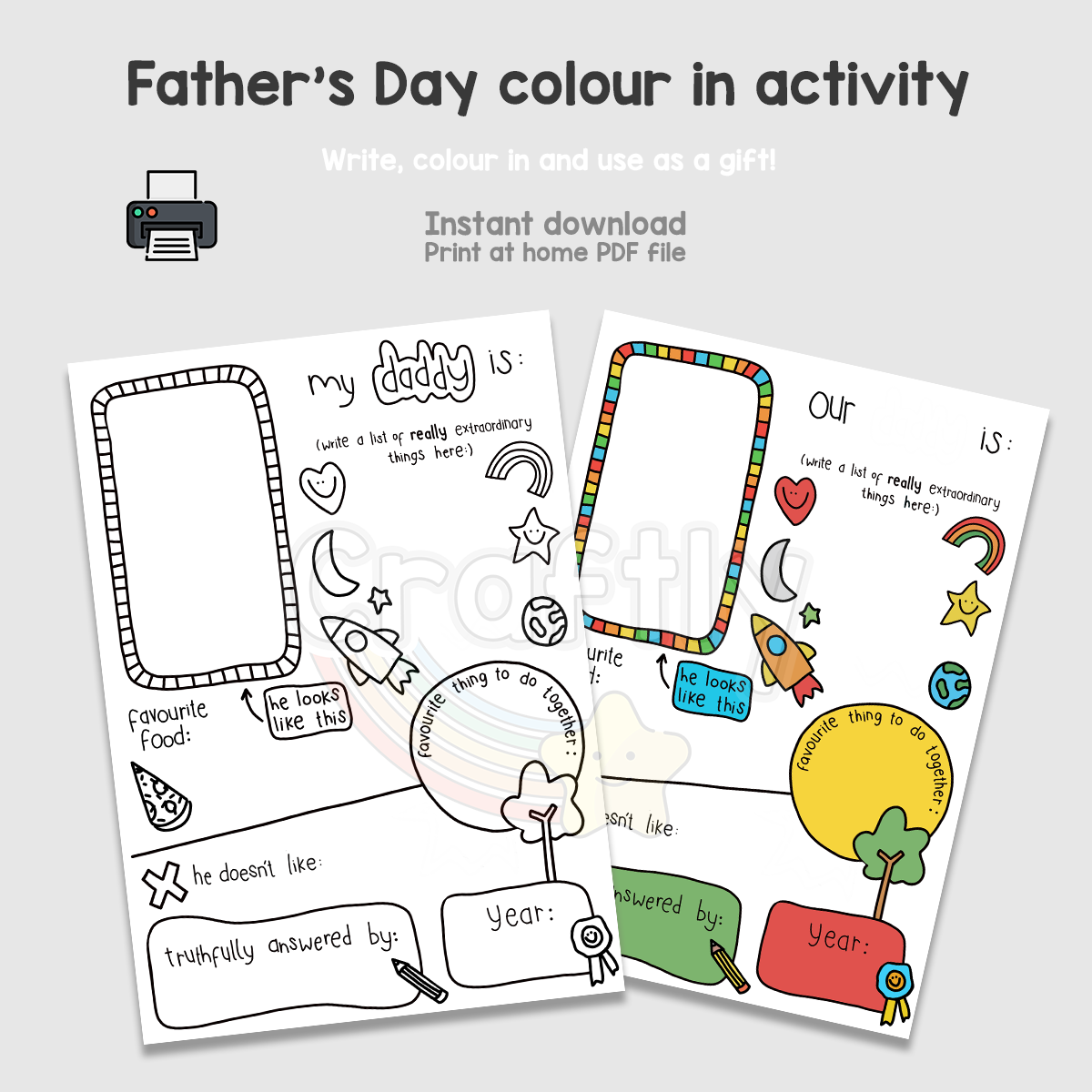 PRINTABLE Father's Day Activity Card – Craftly Ltd
