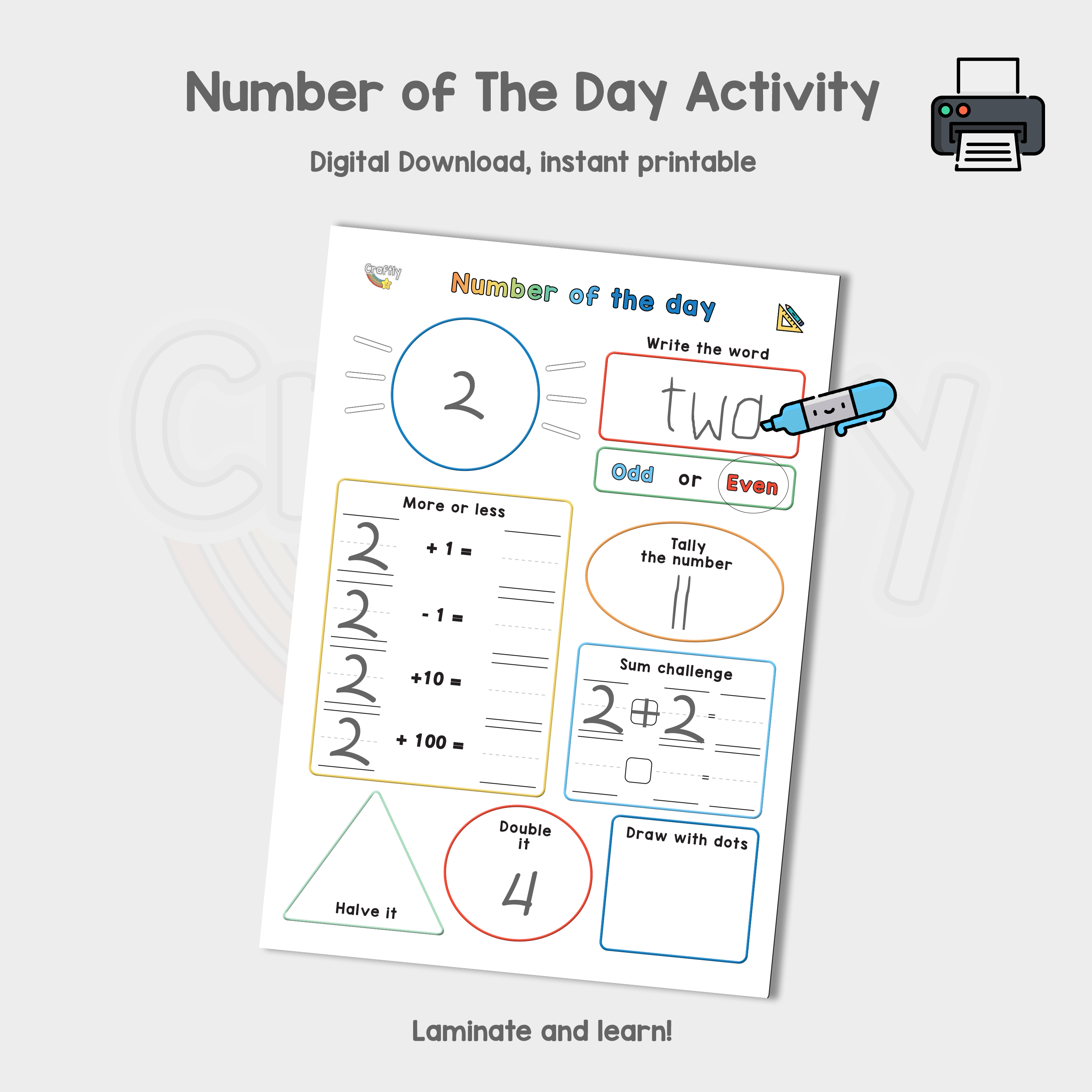 PRINTABLE Number of the Day – Craftly Ltd