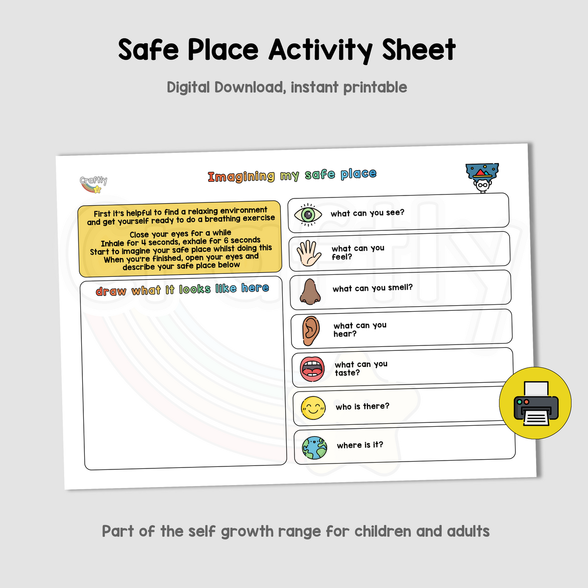PRINTABLE Safe Place Coping Activity – Craftly Ltd