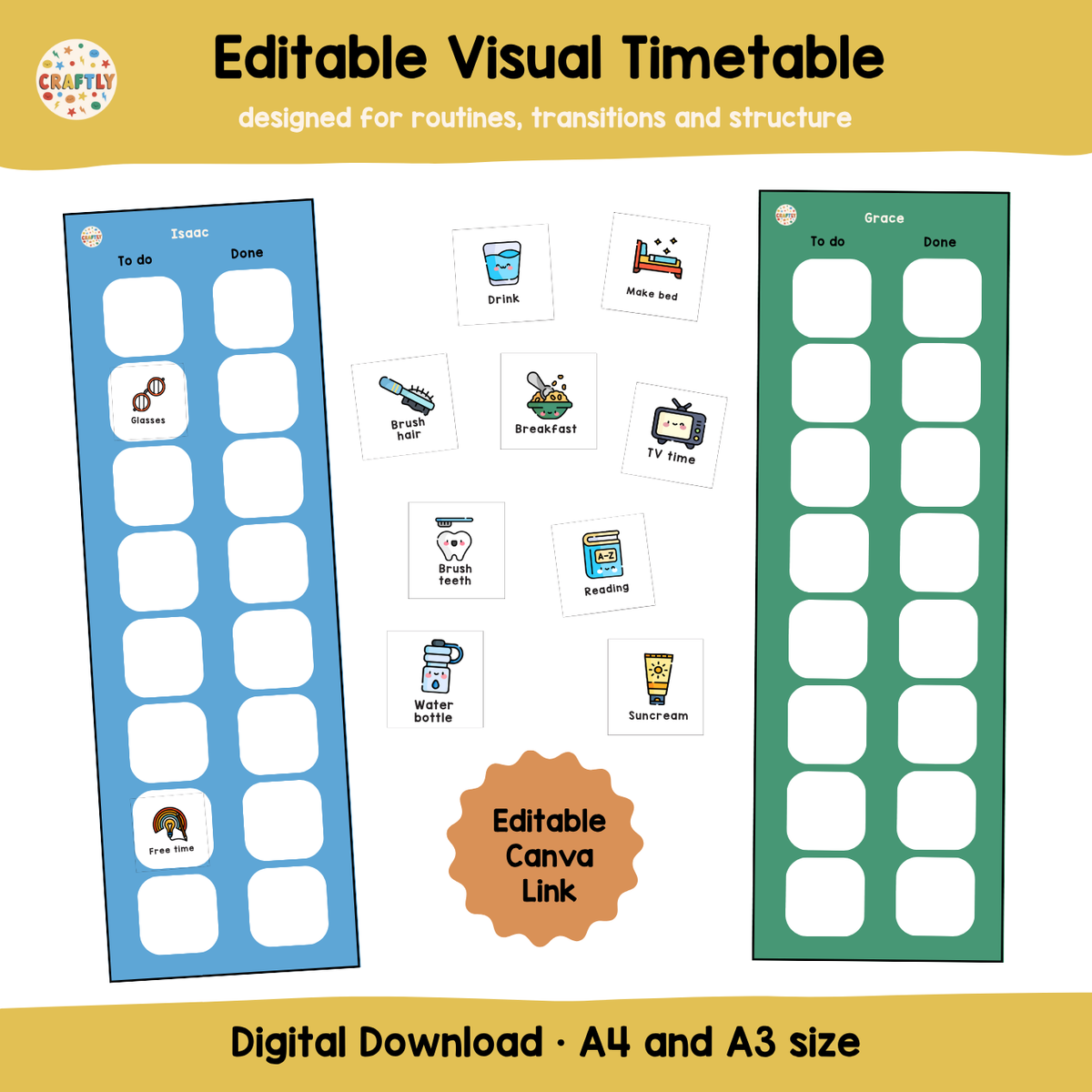 EDITABLE Visual Timetable Printable – Craftly Ltd