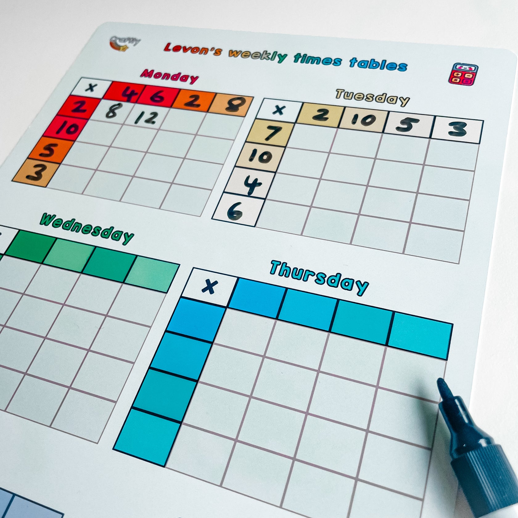 Weekly Times Tables Whiteboard – Craftly Ltd