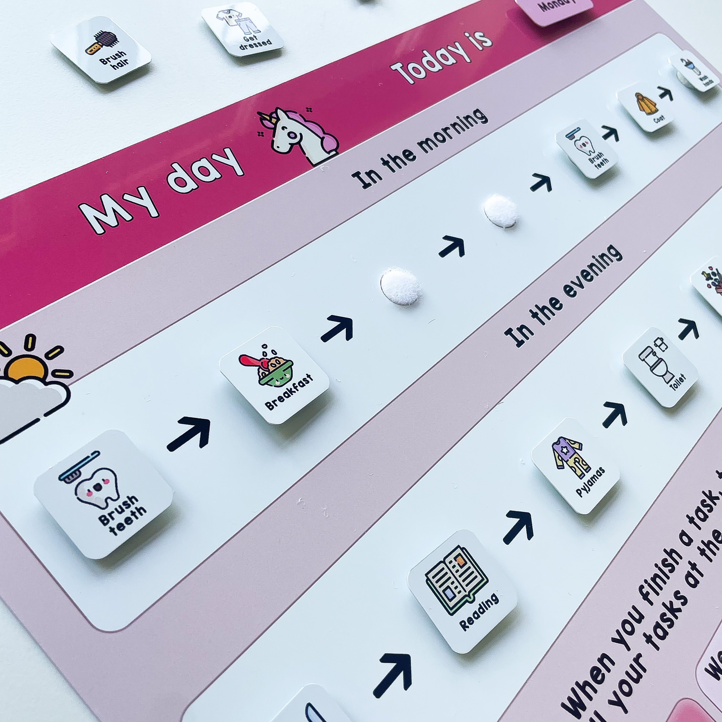 Children's Morning and Evening Routine Chart with Tokens (Pinks ...