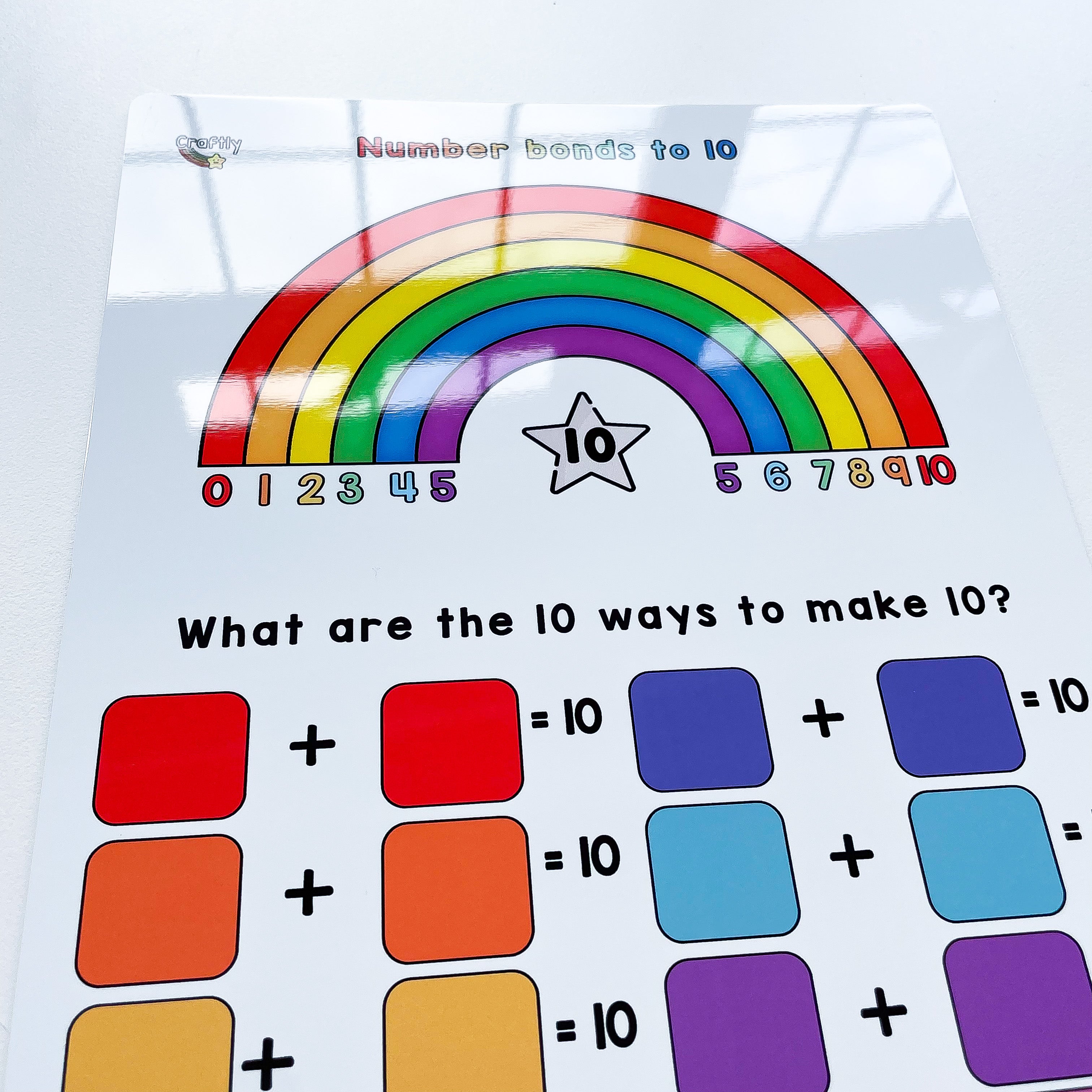 Number Bonds to 10 Maths Activity Whiteboard – Craftly Ltd