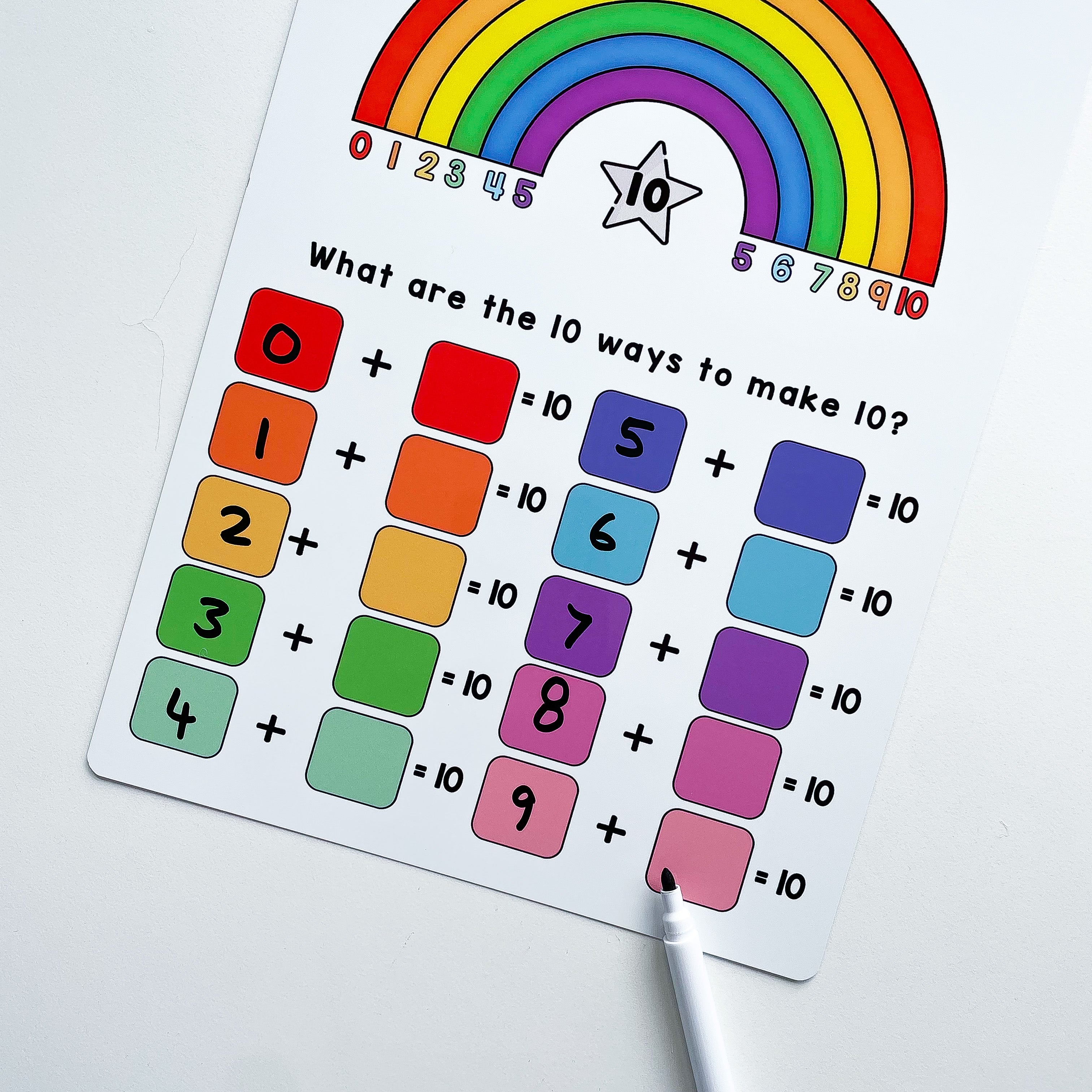 Number Bonds to 10 Maths Activity Whiteboard – Craftly Ltd