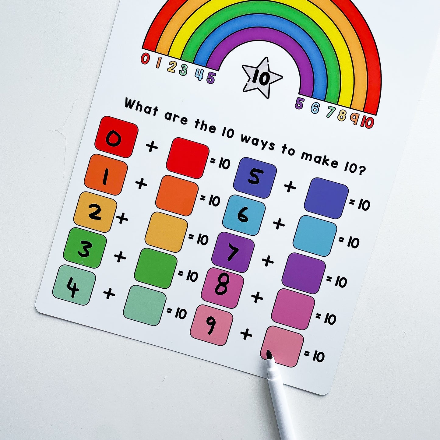 Number Bonds to 10 Maths Activity Whiteboard – Craftly Ltd