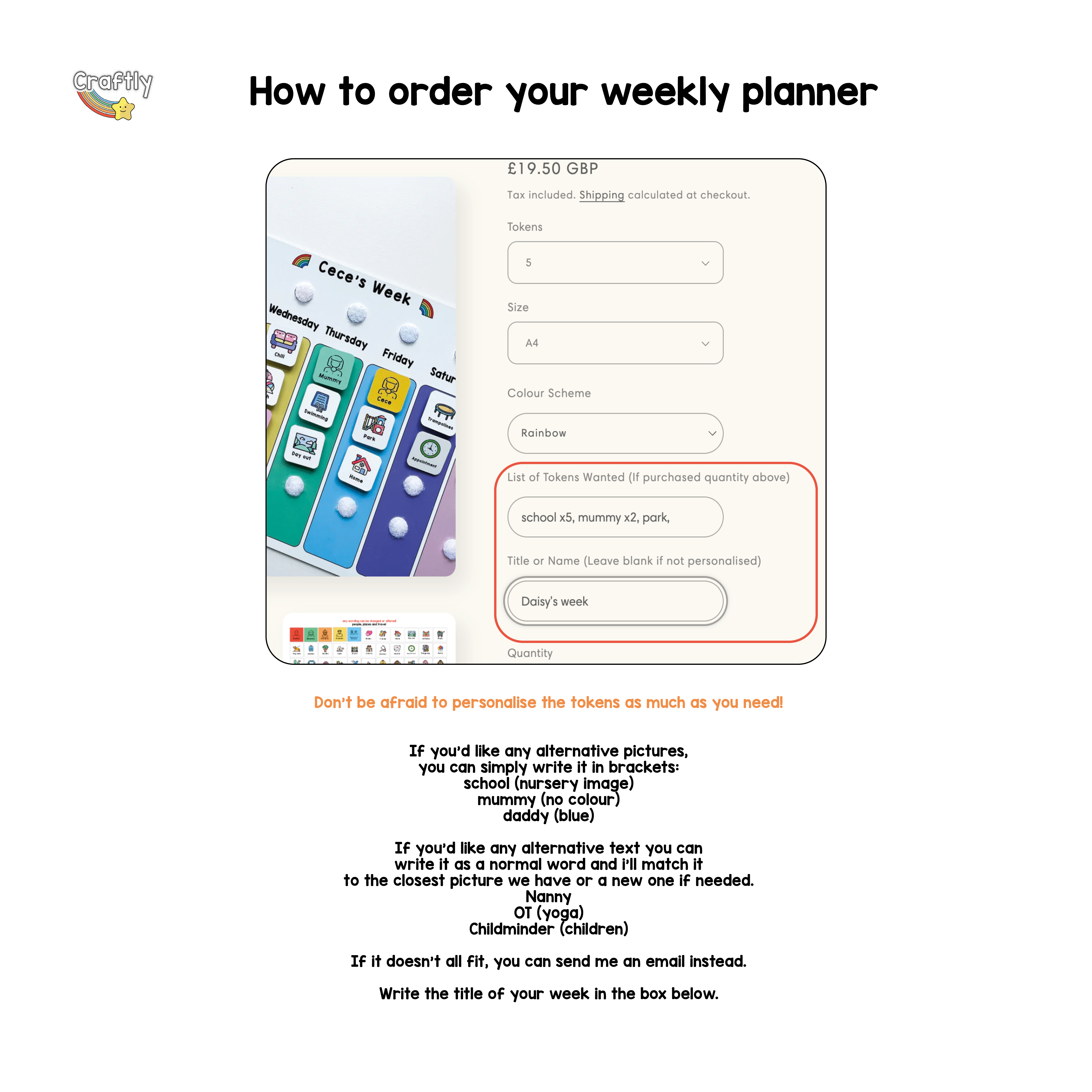 Children's Weekly Planner with Tokens – Craftly Ltd