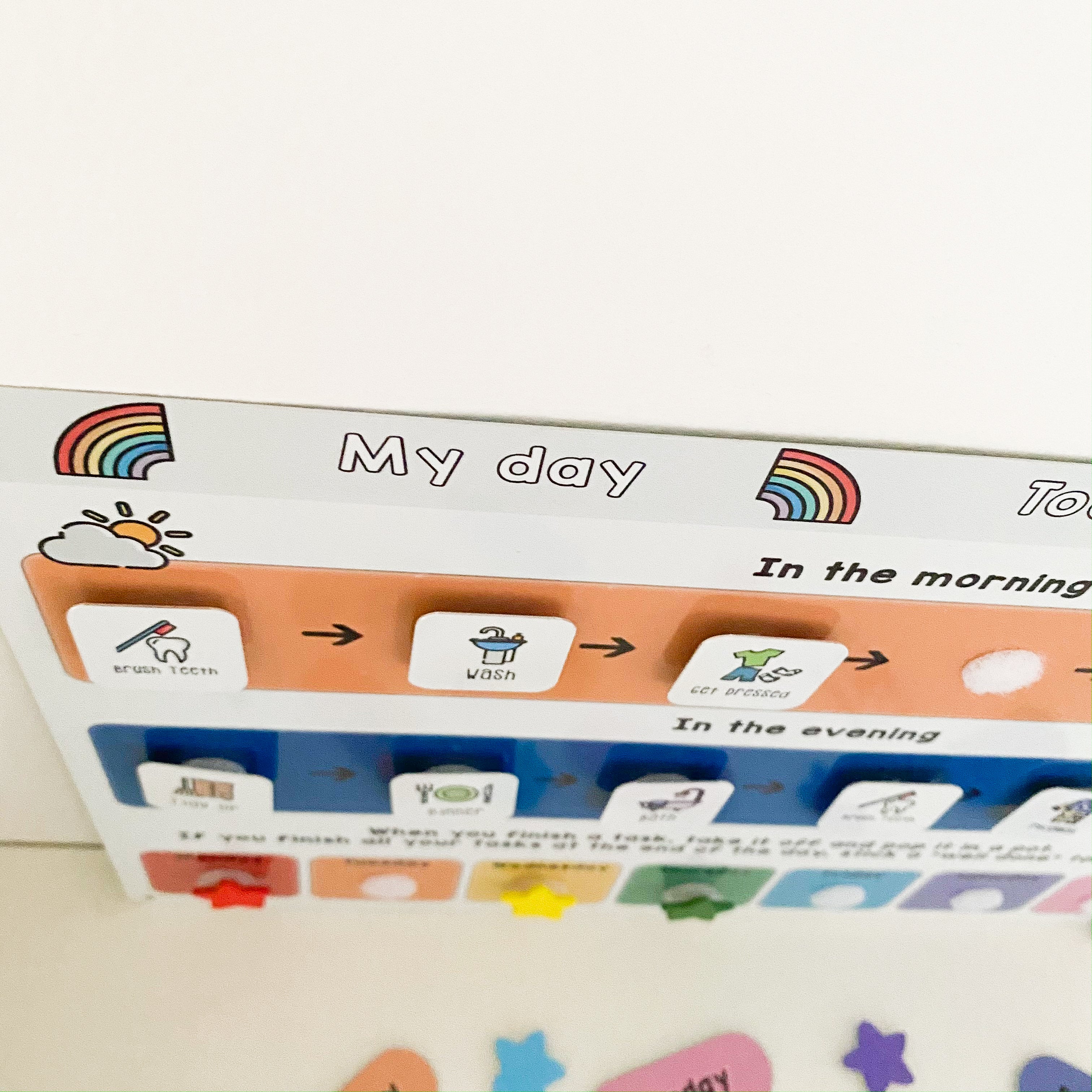 Children's Morning and Evening Routine Chart with Tokens - Rainbow ...