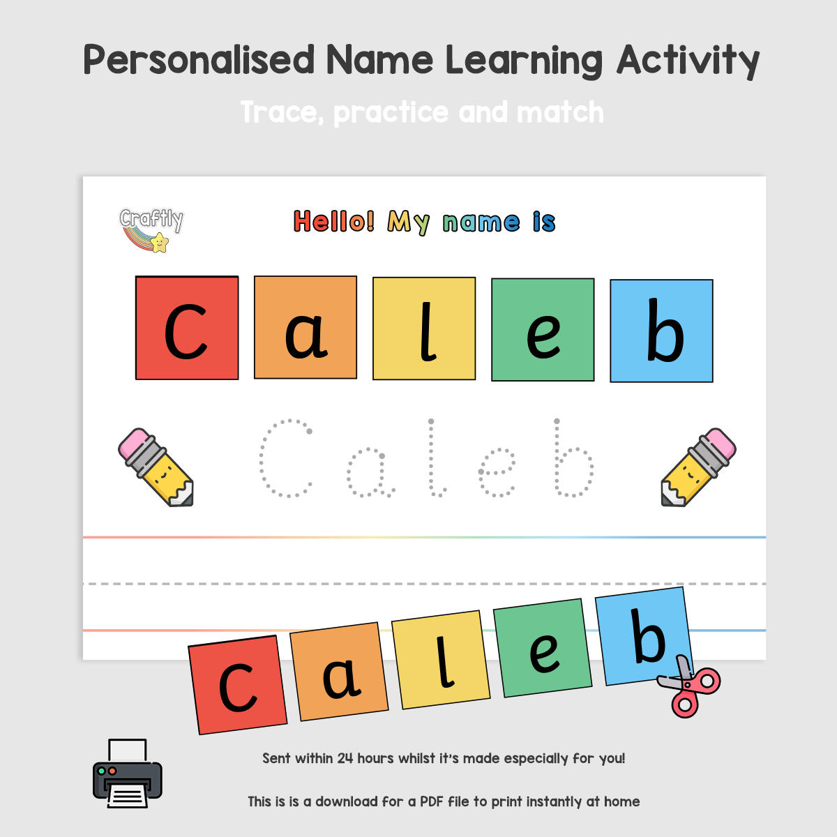 PRINTABLE Personalised Name Matching Activity – Craftly Ltd