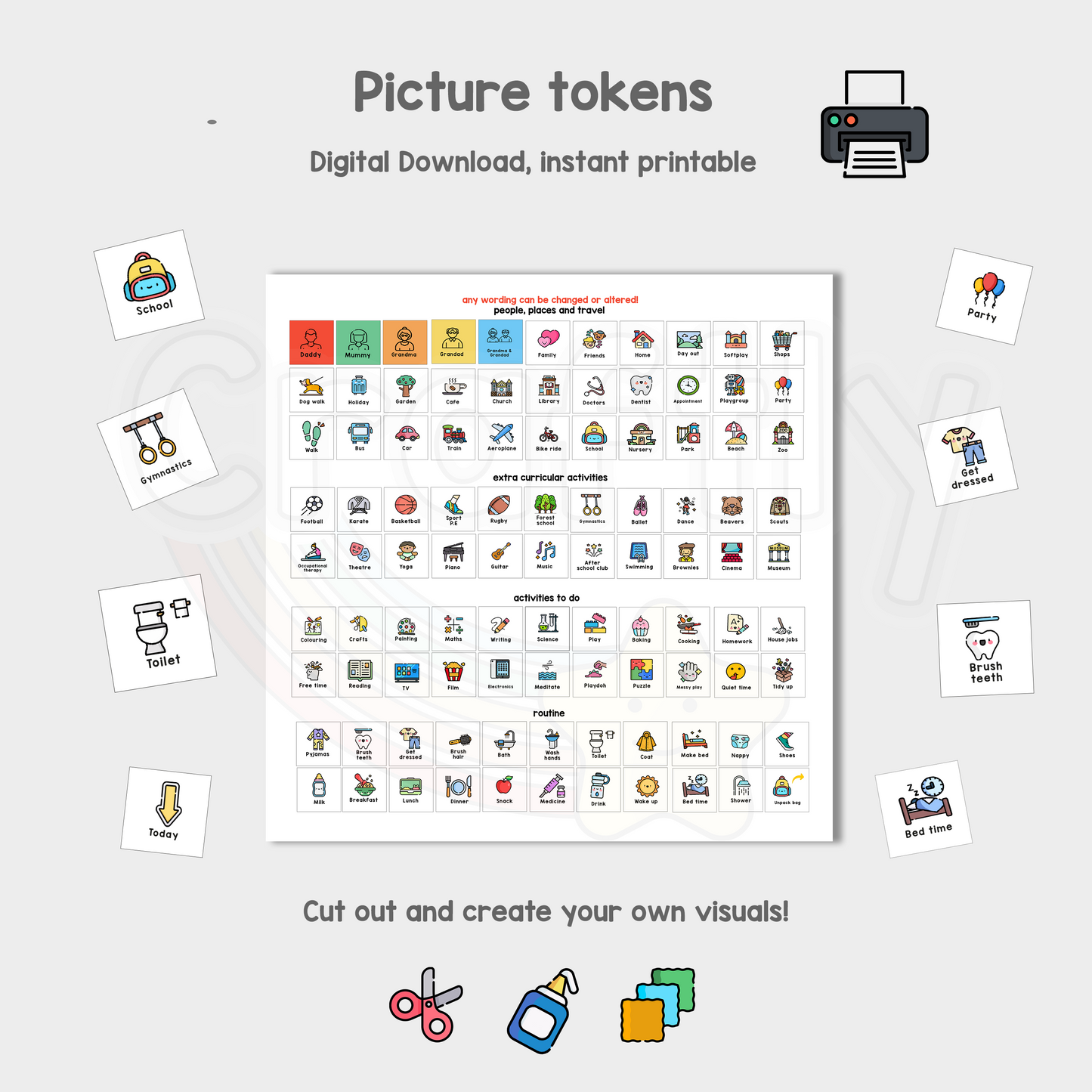 PRINTABLE Planner Picture Tokens – Craftly Ltd