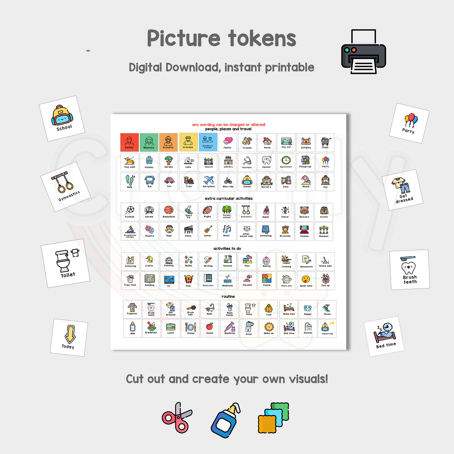 PRINTABLE Planner Picture Tokens – Craftly Ltd