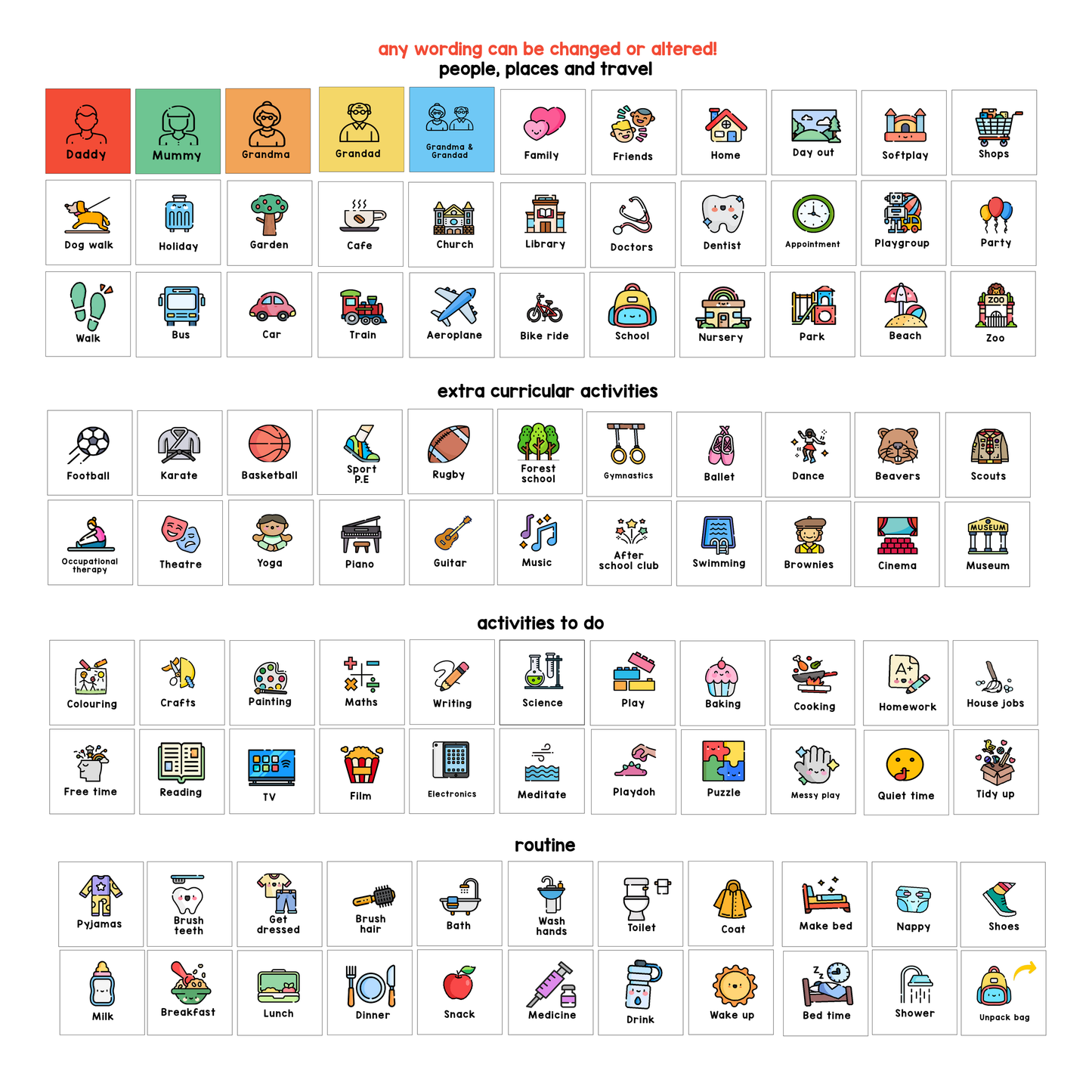 Children's Morning and Evening Routine Chart with Tokens (Pinks ...