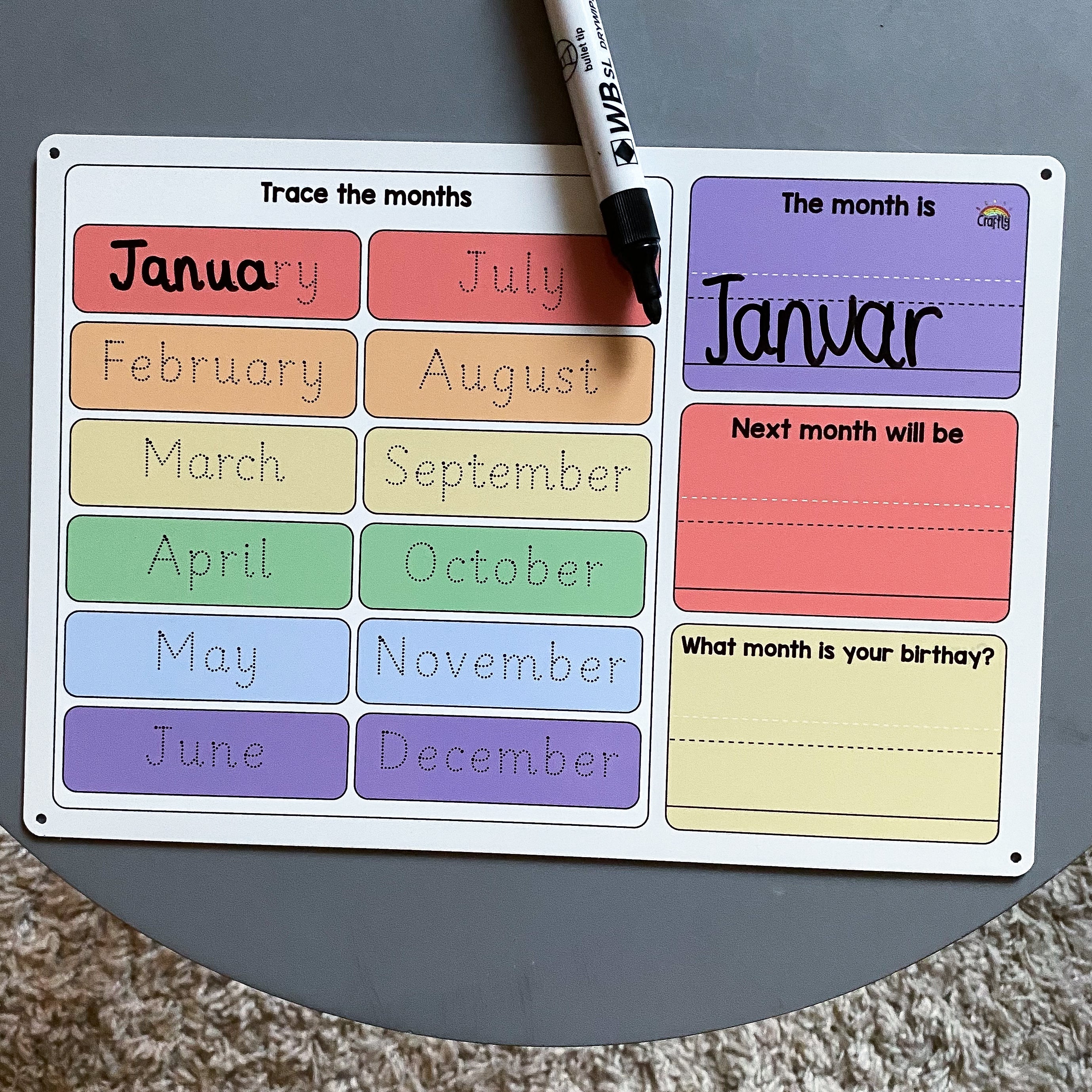 Tracing Days & Months Whiteboard – Craftly Ltd