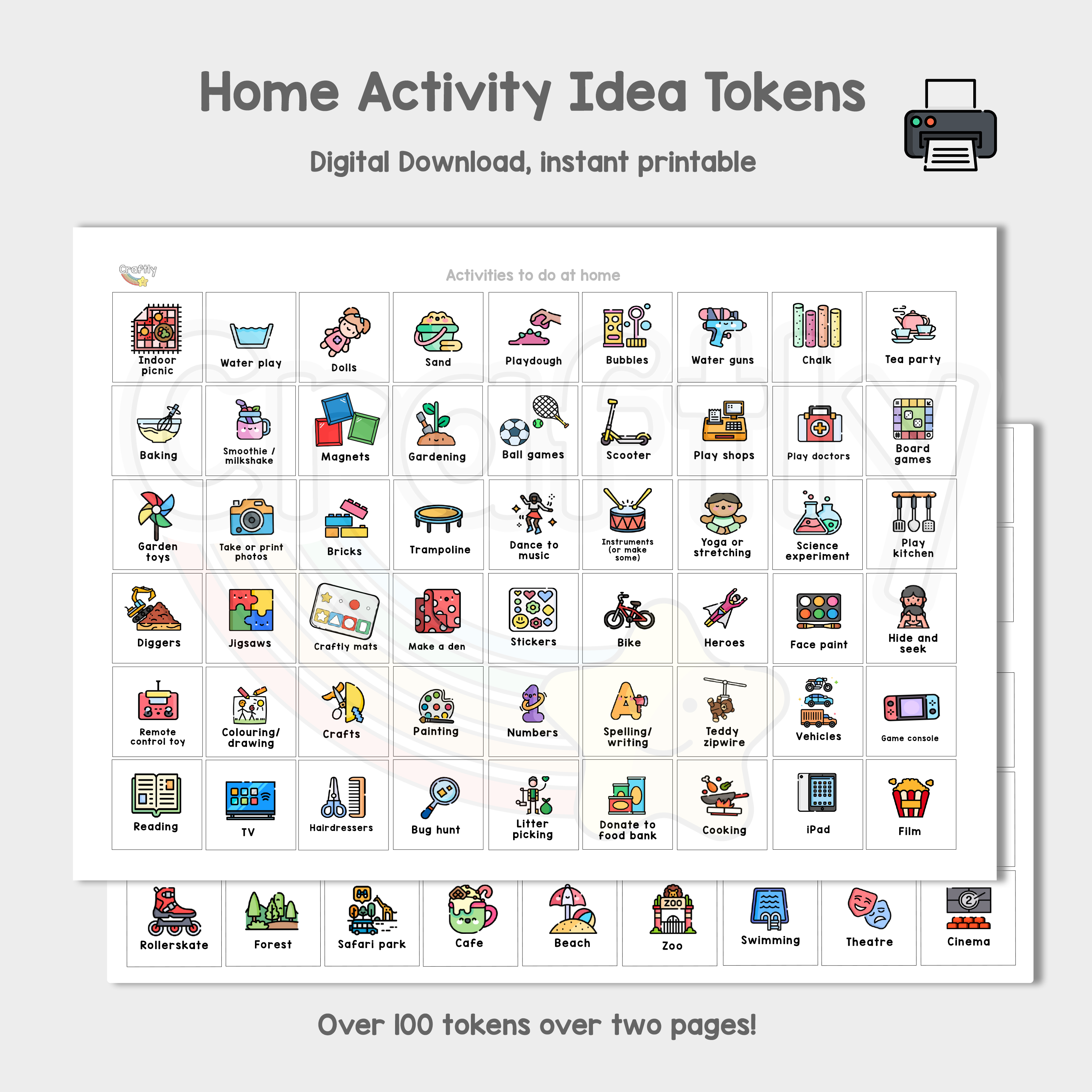 PRINTABLE Home Activity Picture Tokens – Craftly Ltd