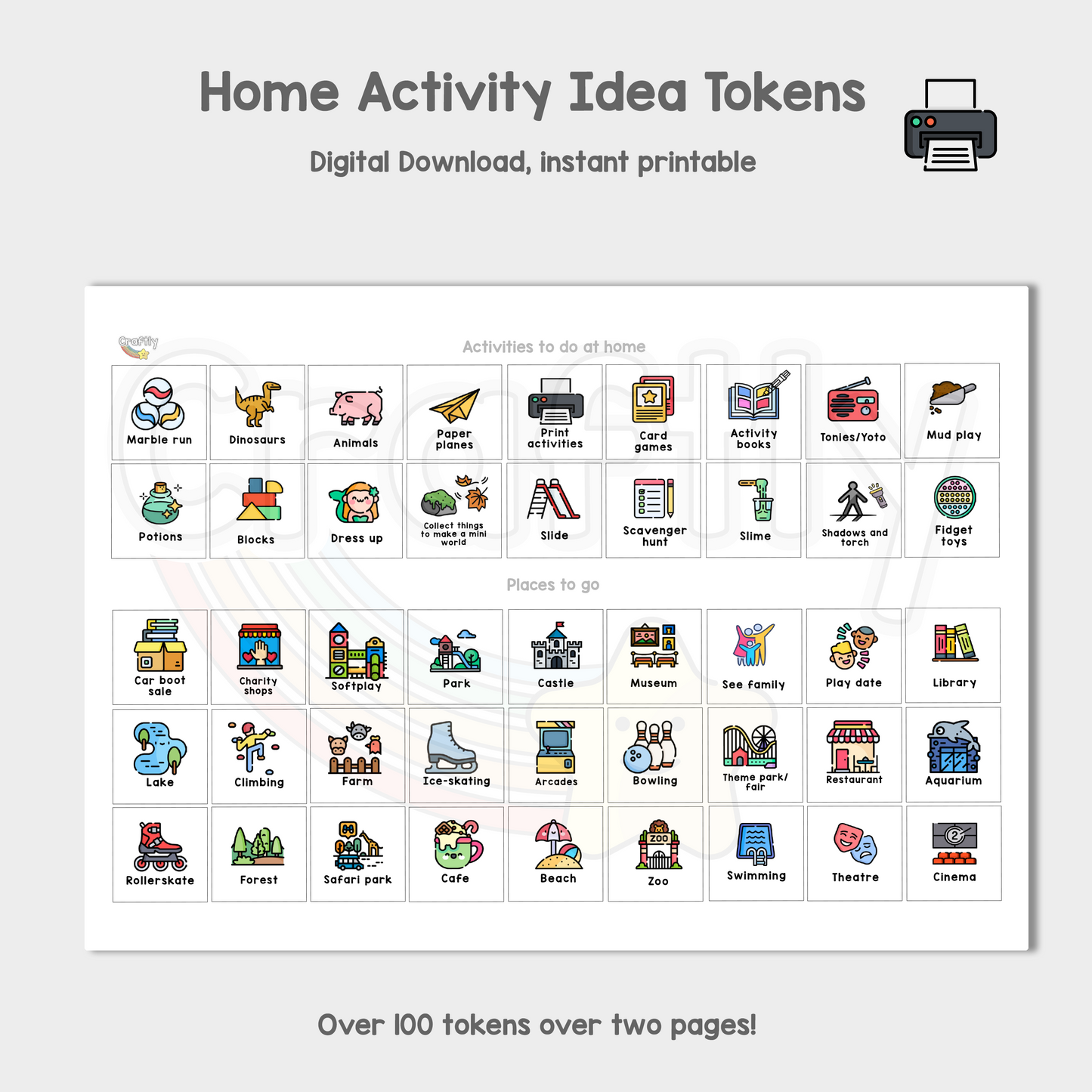 PRINTABLE Home Activity Picture Tokens – Craftly Ltd