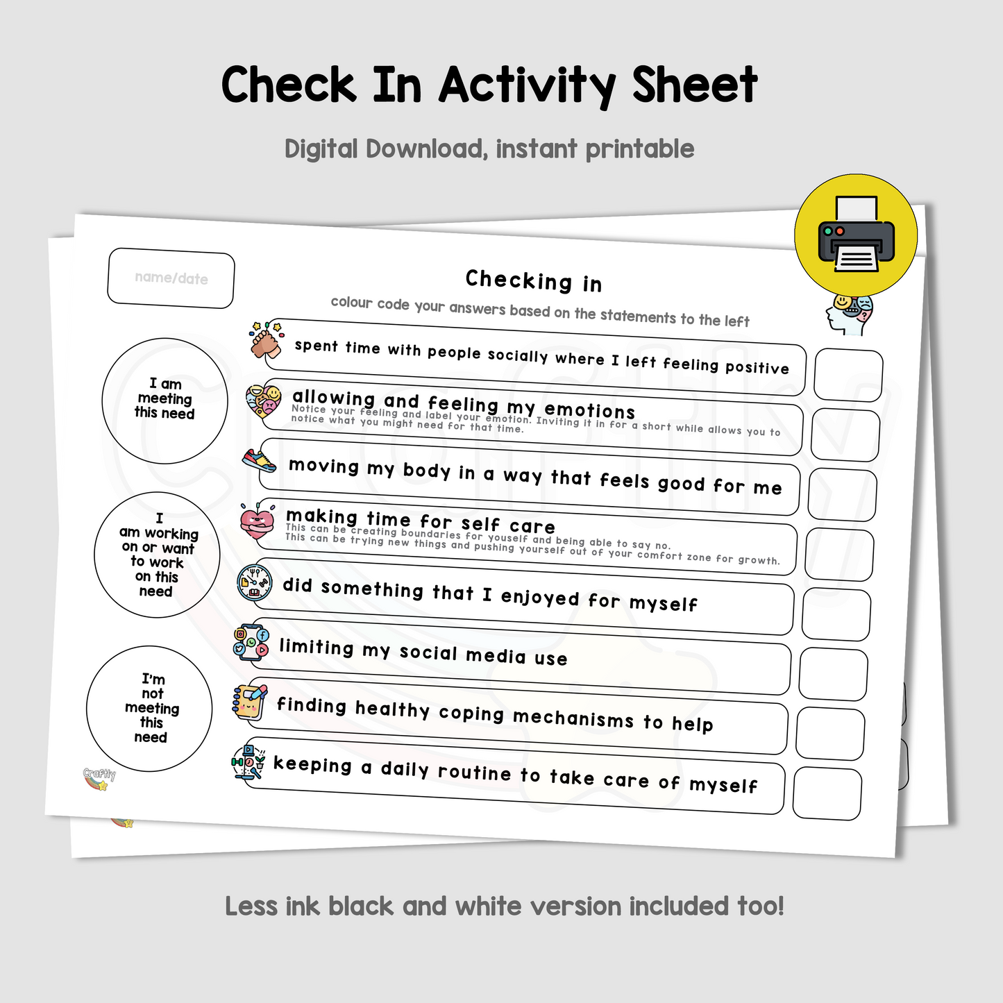 PRINTABLE Mental Health Check In – Craftly Ltd
