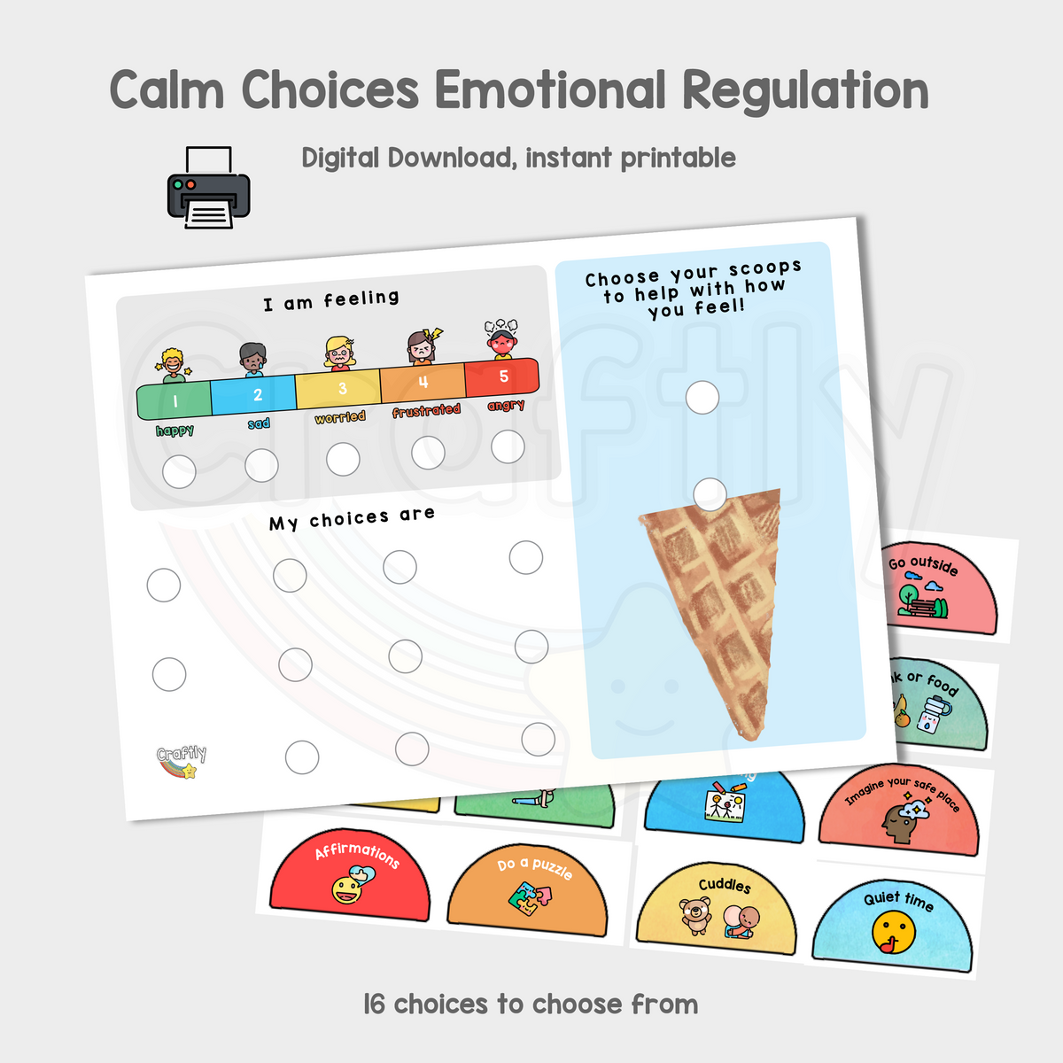 PRINTABLE Emotion Regulation Calm Scoops Activity – Craftly Ltd