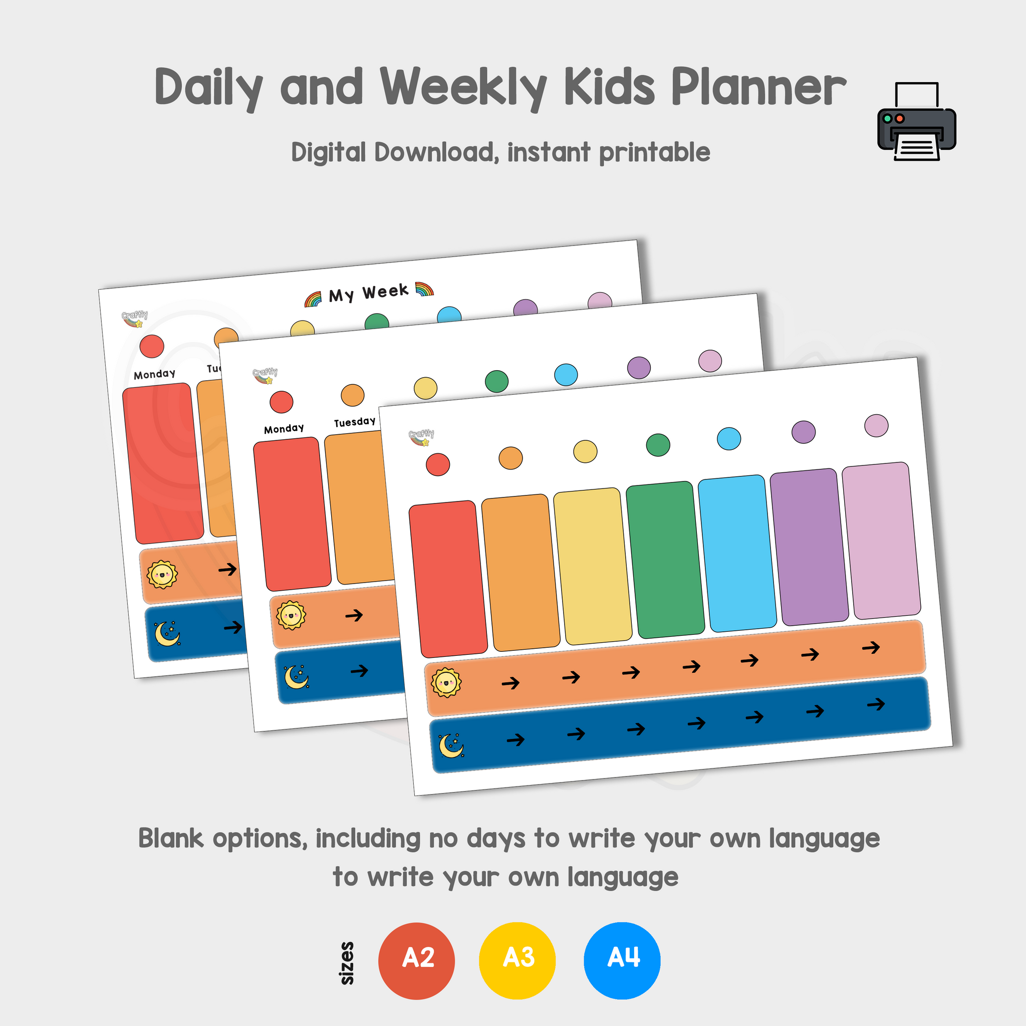 PRINTABLE Weekly and Daily Childrens Weekly Planner – Craftly Ltd