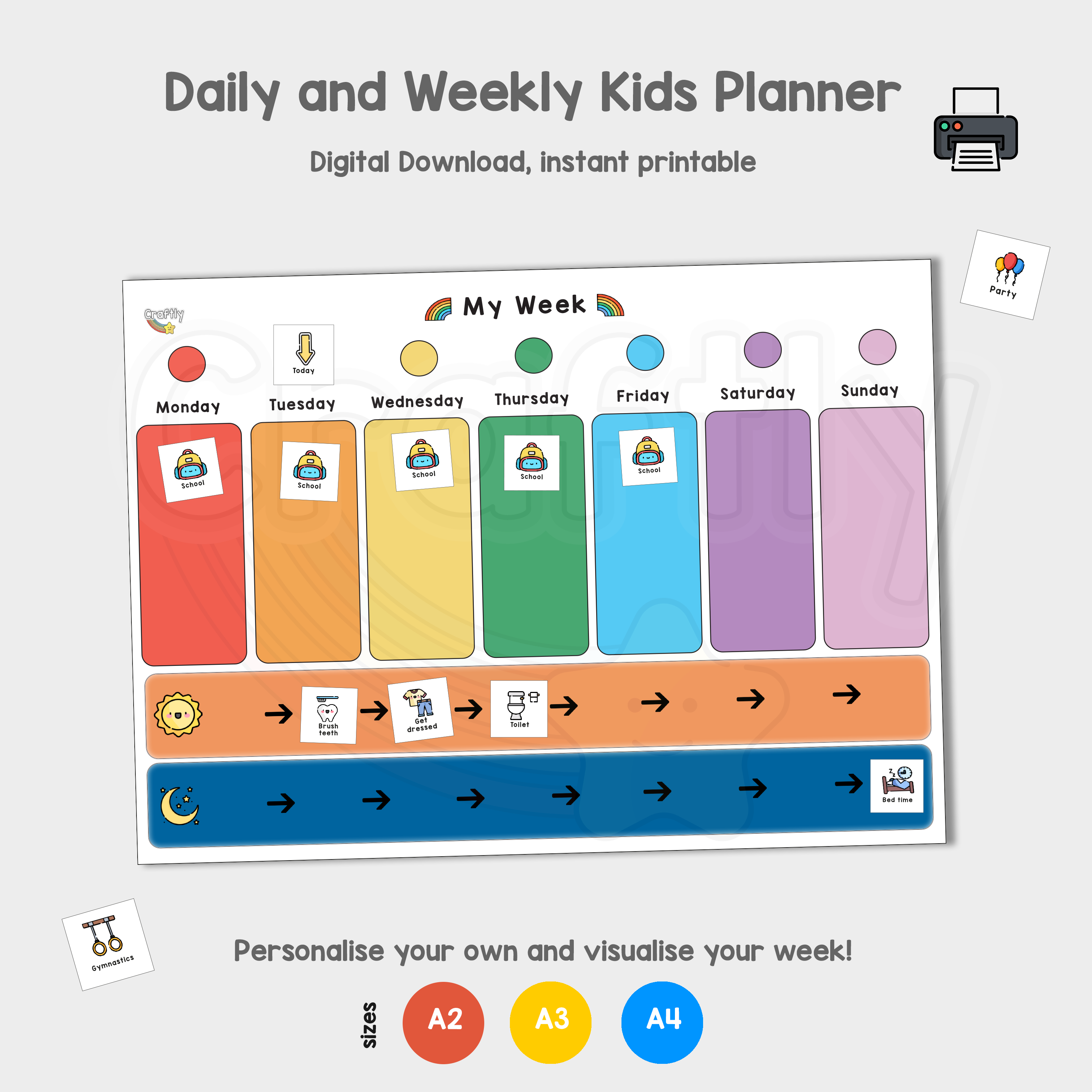 PRINTABLE Weekly and Daily Childrens Weekly Planner – Craftly Ltd