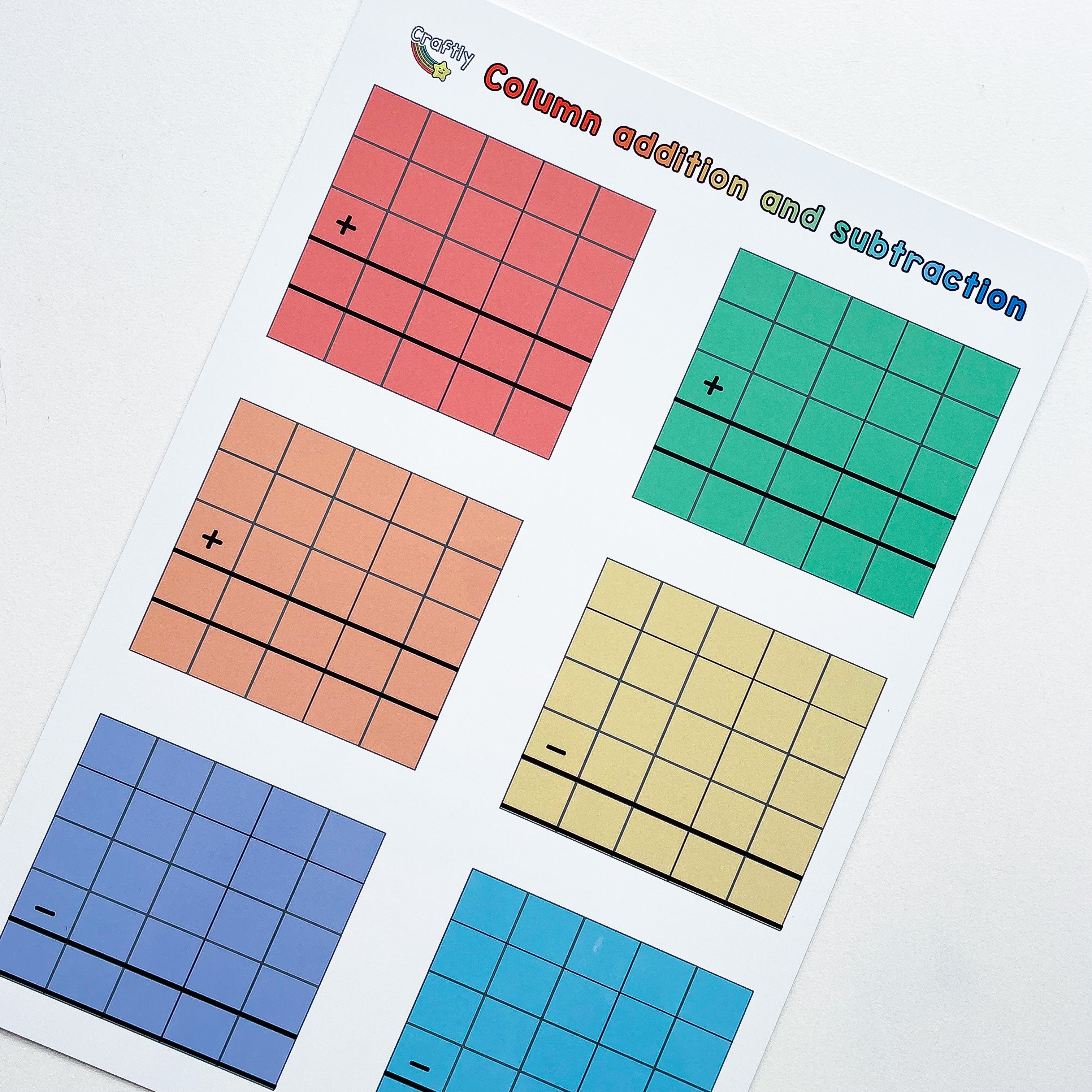Column Addition and Subtraction Whiteboard – Craftly Ltd