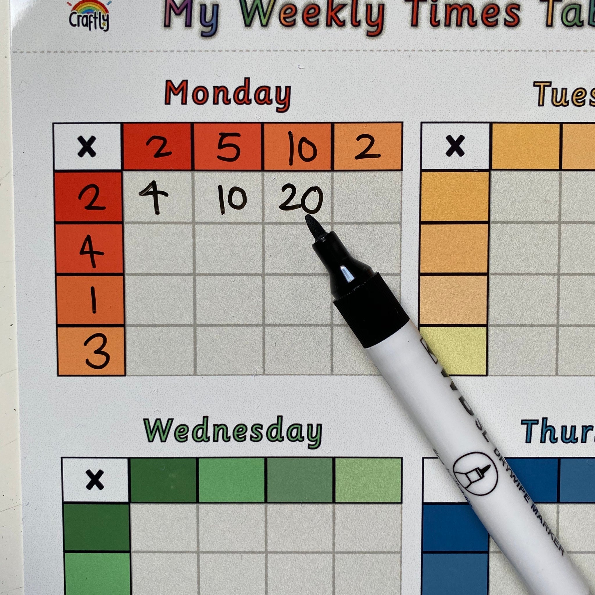 Weekly Times Tables Whiteboard – Craftly Ltd