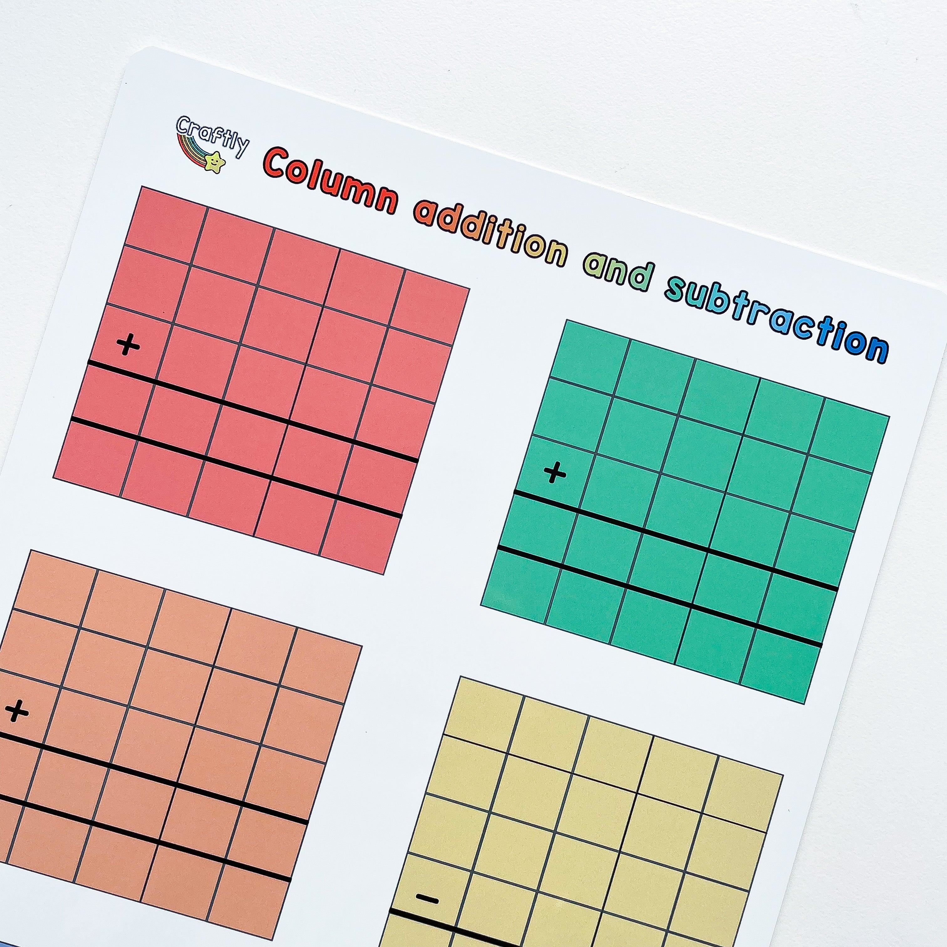 Column Addition and Subtraction Whiteboard – Craftly Ltd