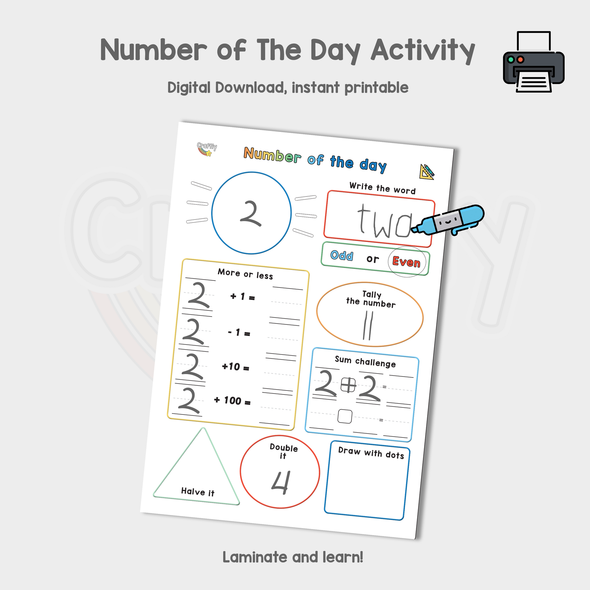 PRINTABLE Number of the Day – Craftly Ltd