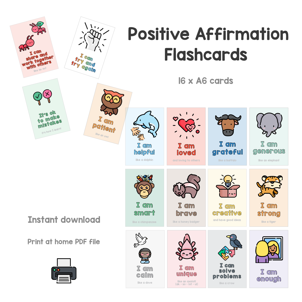 PRINTABLE Positive Affirmation Flashcards – Craftly Ltd