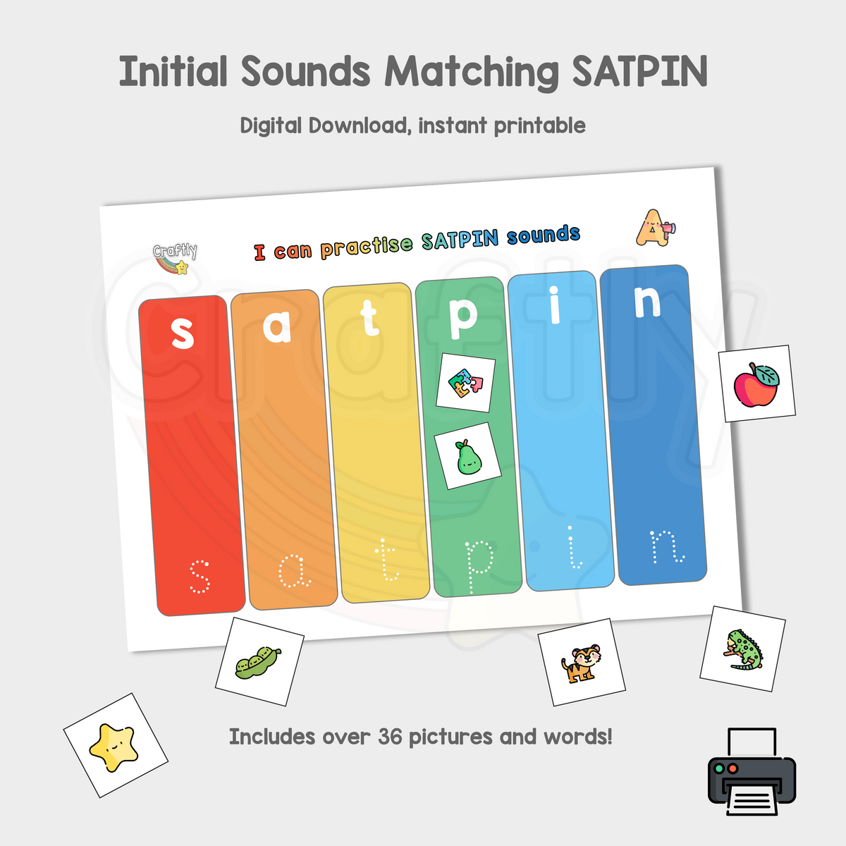 PRINTABLE Initial Sounds Matching SATPIN – Craftly Ltd